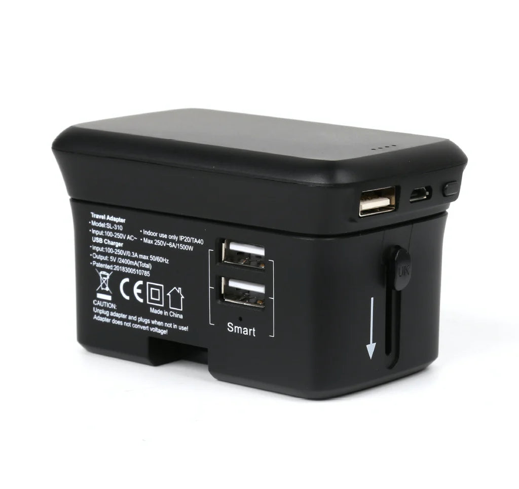 Multi-Function Travel Adaptor with 4000mAh PowerBank – Bespoke Gifts